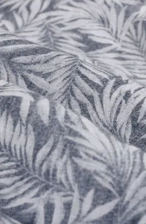 Bugatchi Julian Shaped Fit Palm Leaf Print Linen Button-up Shirt - Navy