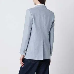 Tagliatore Double-breasted Cotton-blend Jacket - Light Blue