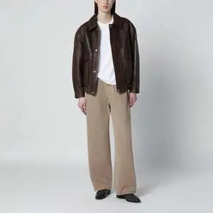 DUNST Relaxed Wide Leg Jeans - Beige