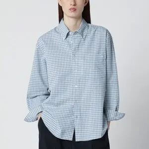 DUNST Oversized Light Check Shirt - Blue