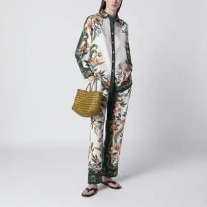 Farm Rio Floral Embroidered Linen Blend Trousers - Multicolor