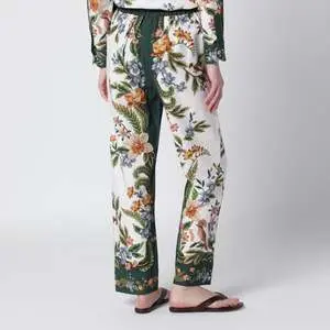 Farm Rio Floral Embroidered Linen Blend Trousers - Multicolor