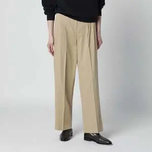 DUNST Double-pleat Cotton-blend Trousers - Beige
