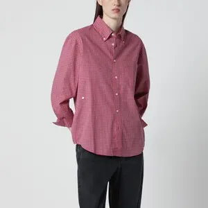 DUNST Oversized Check Shirt - Red