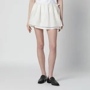 DUNST Cream Mini Skirt With Overlapping Panel - White