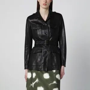 Tagliatore Leather Belted Jacket - Black
