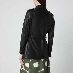 Tagliatore Leather Belted Jacket - Black
