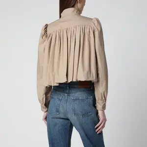 Chloé Gathered Bouclé Cotton Canvas Jacket
