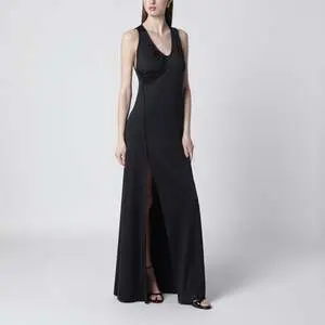 Victoria Beckham Long Jersey Dress With Slit - Black
