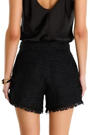 THE NOLI SHOP Tamara Tweed Button Shorts - Black