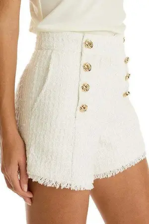 THE NOLI SHOP Tamara Tweed Button Shorts - White