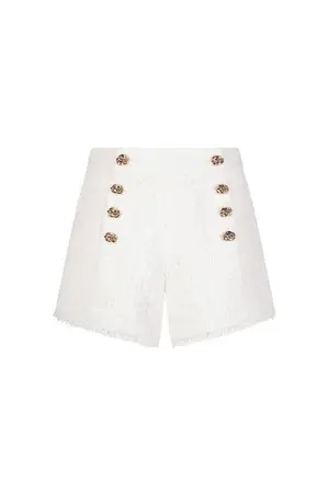 THE NOLI SHOP Tamara Tweed Button Shorts - White