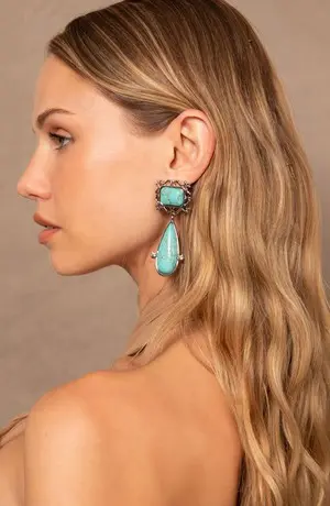 PETIT MOMENTS Viva Drop Earrings - Silver/turquoise