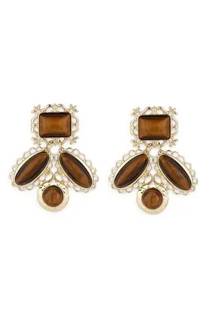 PETIT MOMENTS Wisteria Stone Drop Earrings - Gold/brown