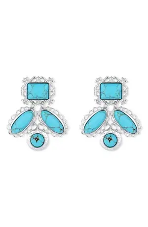 PETIT MOMENTS Wisteria Stone Drop Earrings - Silver/turquoise
