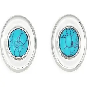 PETIT MOMENTS Burke Stud Earrings - Silver/turquoise