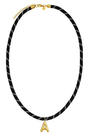 PETIT MOMENTS Bubble Initial Pendant Cord Necklace Black-a