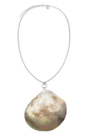PETIT MOMENTS Abalone Shell Pendant Necklace - Silver