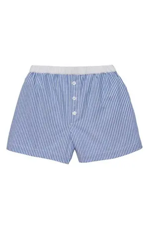 PETITE PLUME Cotton Twill Pajama Shorts - Blue