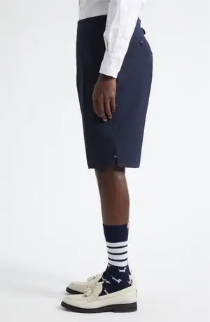 Thom Browne Wool Backstrap Fit Shorts - Navy