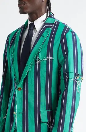 Thom Browne Unconstructed Silk & Cotton Sport Coat - Green