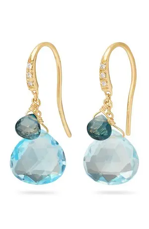 Marco Bicego Paradise Diamond And Topaz Drop Earrings - 18k Gold