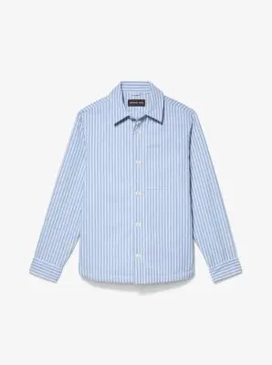Michael Kors Striped Cotton Poplin Shirt Jacket