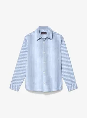 Michael Kors Striped Cotton Poplin Shirt Jacket In Size By