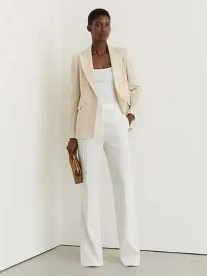 REISS Wide-leg Seam-detail Trousers - Ivory