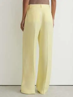 REISS Magda Petite Wide-leg Suit Trousers - Yellow