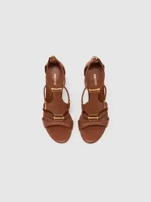 REISS Leather Strappy Stiletto Sandals - Tan