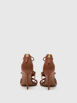 REISS Leather Strappy Stiletto Sandals - Tan