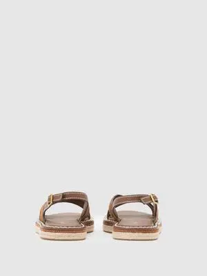 REISS Rhia Suede Flat Sandals With Contrast Stitching