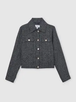 REISS Linen-cotton Woven Trucker Jacket