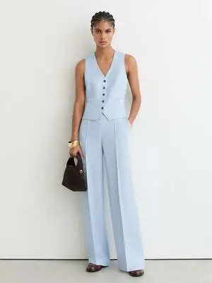 REISS Button-through Tailored Waistcoat - Blue