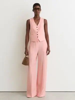 REISS Magda Button-through Tailored Waistcoat - Pink