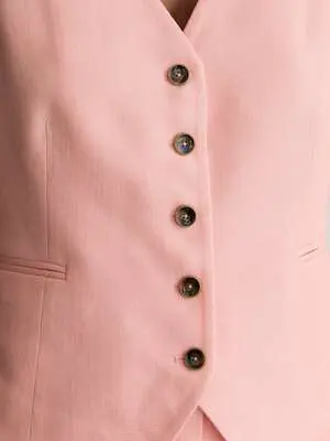 REISS Magda Button-through Tailored Waistcoat - Pink