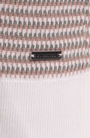 Bugatchi Striped Johnny Collar Sweater - Camel