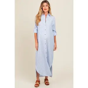 PINKBLUSH Striped Button Down Maxi Dress