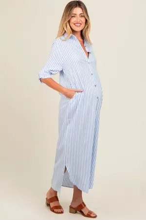 PINKBLUSH Striped Button Down Maxi Dress