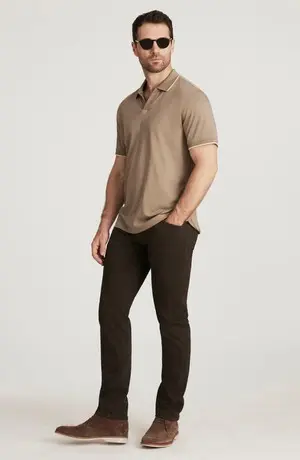 34 Heritage Riviera Tipped Pima Cotton Polo - Brindle