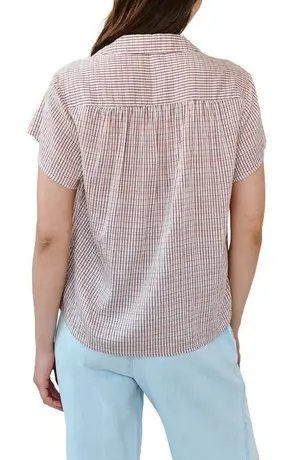 Bella Dahl Check Shirred Short Sleeve Button-up Shirt