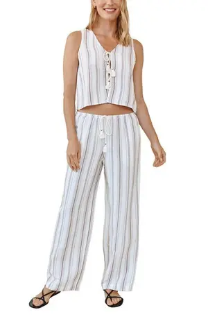 Bella Dahl Beach Stripe Linen Blend Drawstring Pants