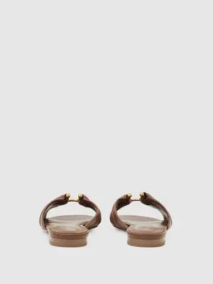 REISS Alana Leather Flat Sandals