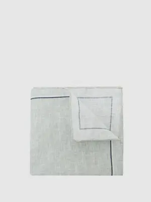 REISS Claudio Linen Pocket Square Light Sage Green