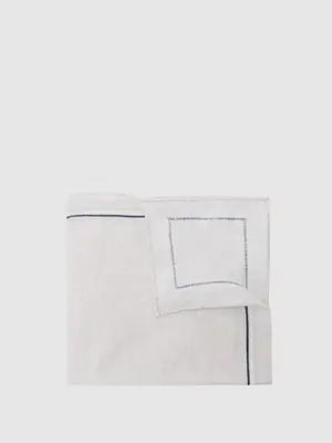 REISS Claudio Linen Pocket Square - Stone