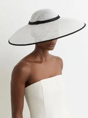 REISS Edie Straw-effect Wide-brim Hat - Ivory