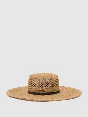 REISS Astrid Straw-effect Hat With Trim