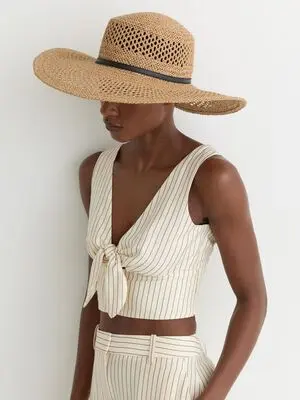 REISS Astrid Straw-effect Hat With Trim