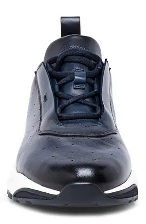 Santoni Leather Lace-up Sneaker - Blue
